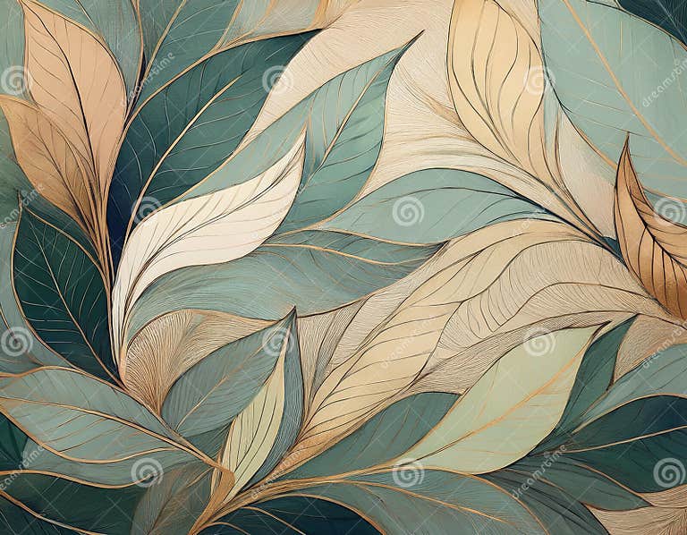 Abstract Background with Leaf Textures Layered Transparency Creating ...