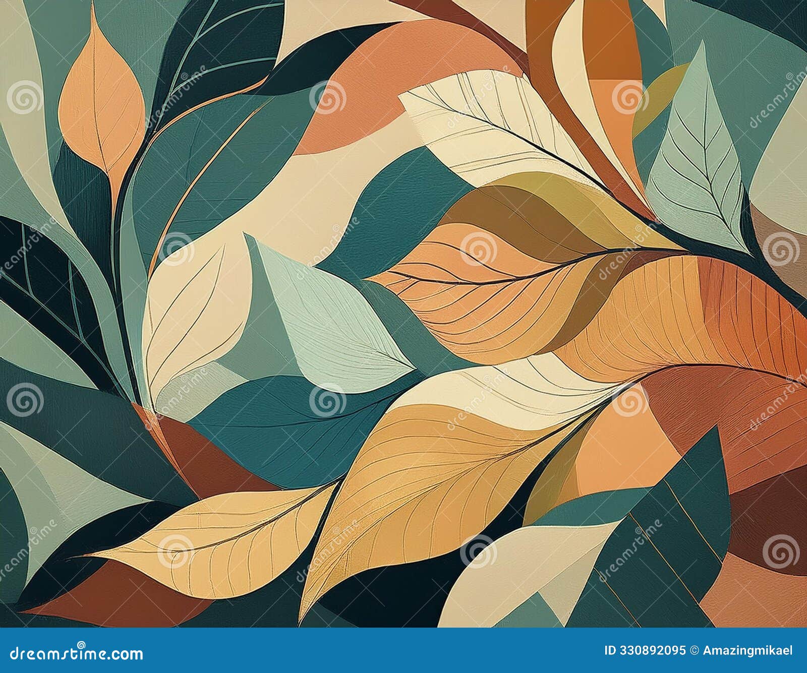 Abstract Background with Leaf Textures Layered Transparency Creating ...