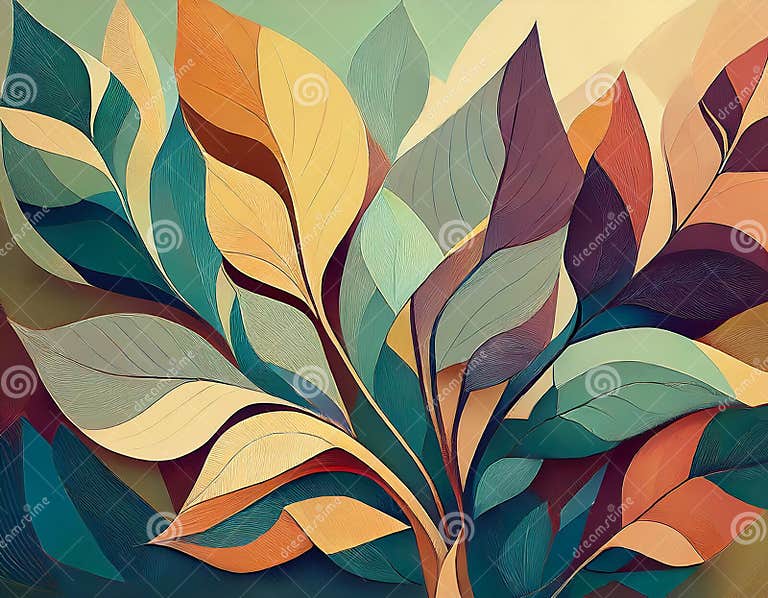 Abstract Background with Leaf Textures Layered Transparency Creating ...