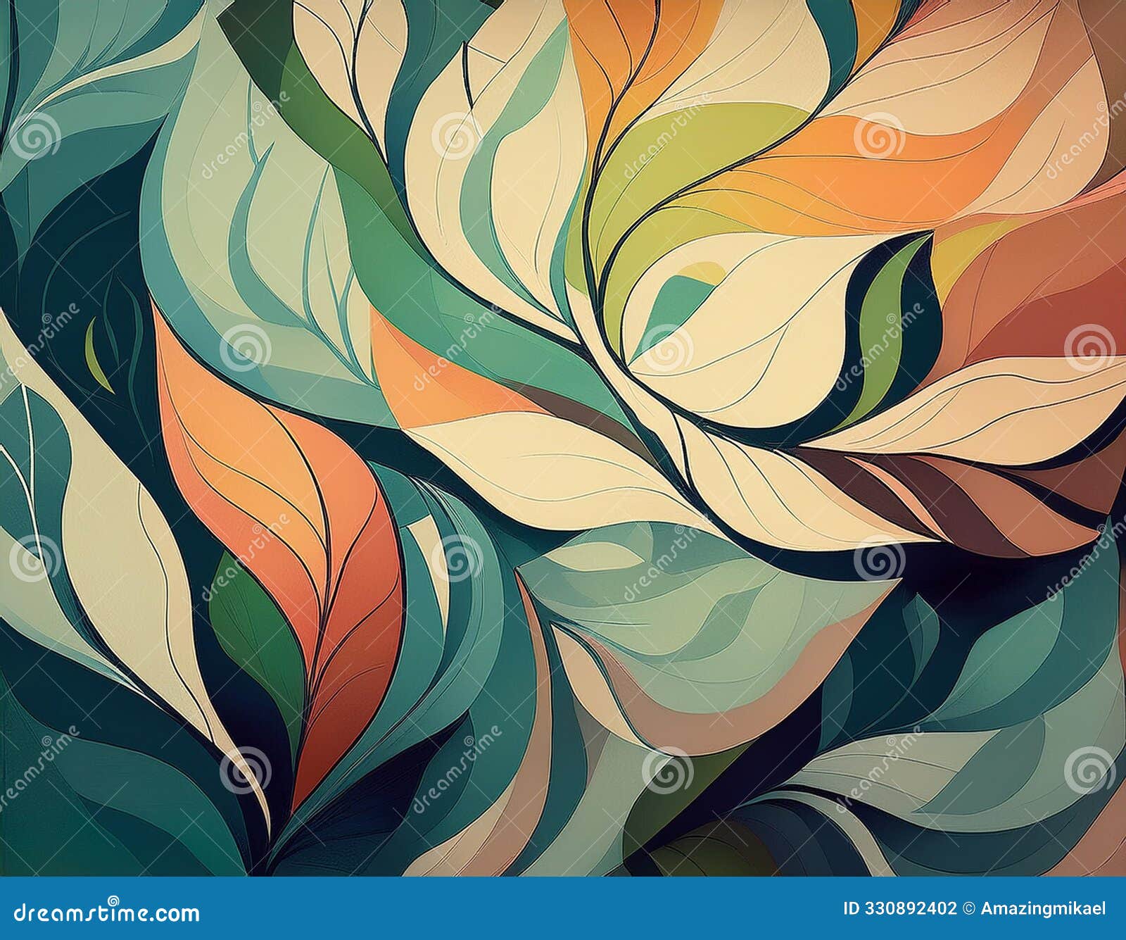 Abstract Background with Leaf Textures Layered Transparency Creating ...