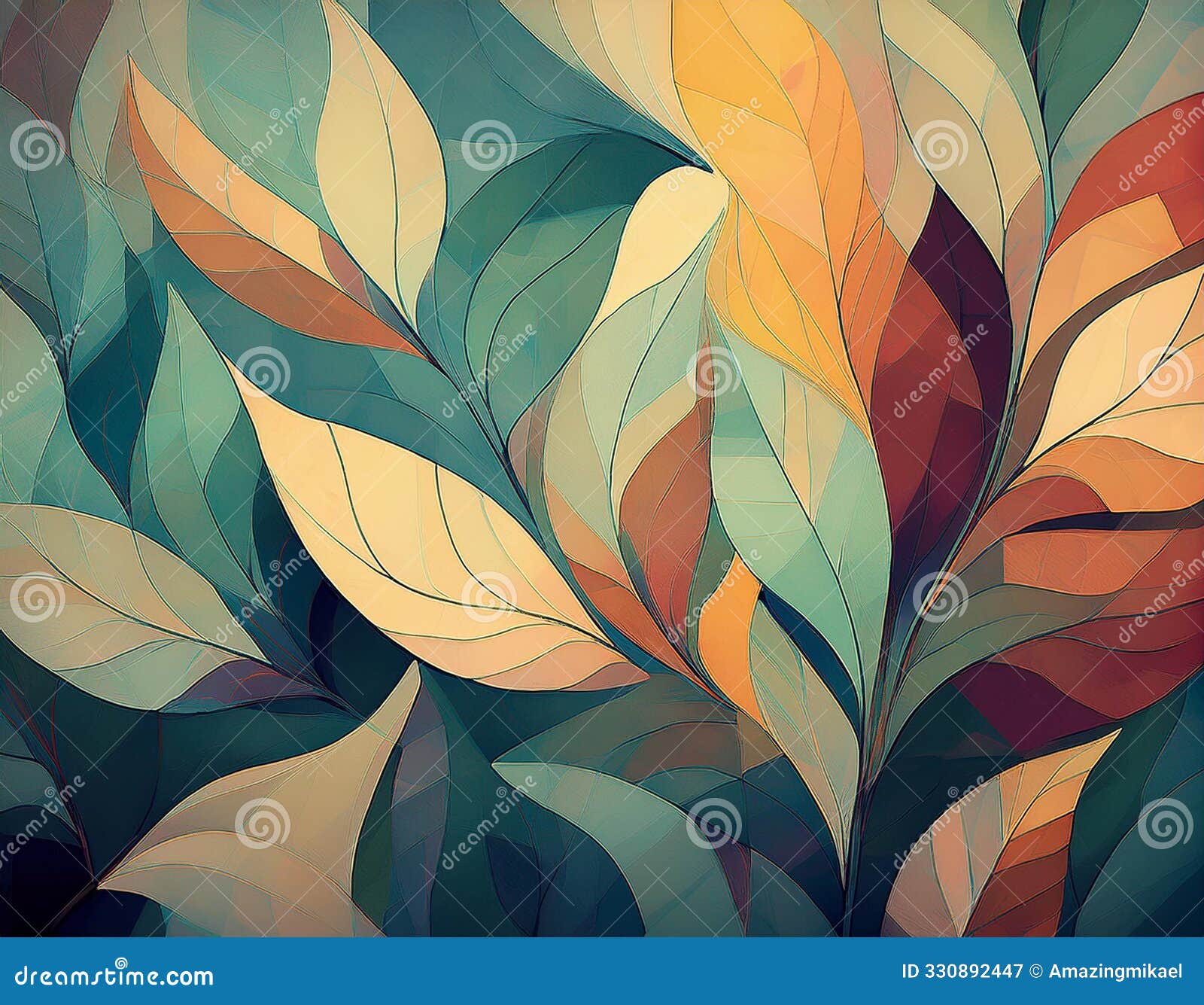 Abstract Background with Leaf Textures Layered Transparency Creating ...