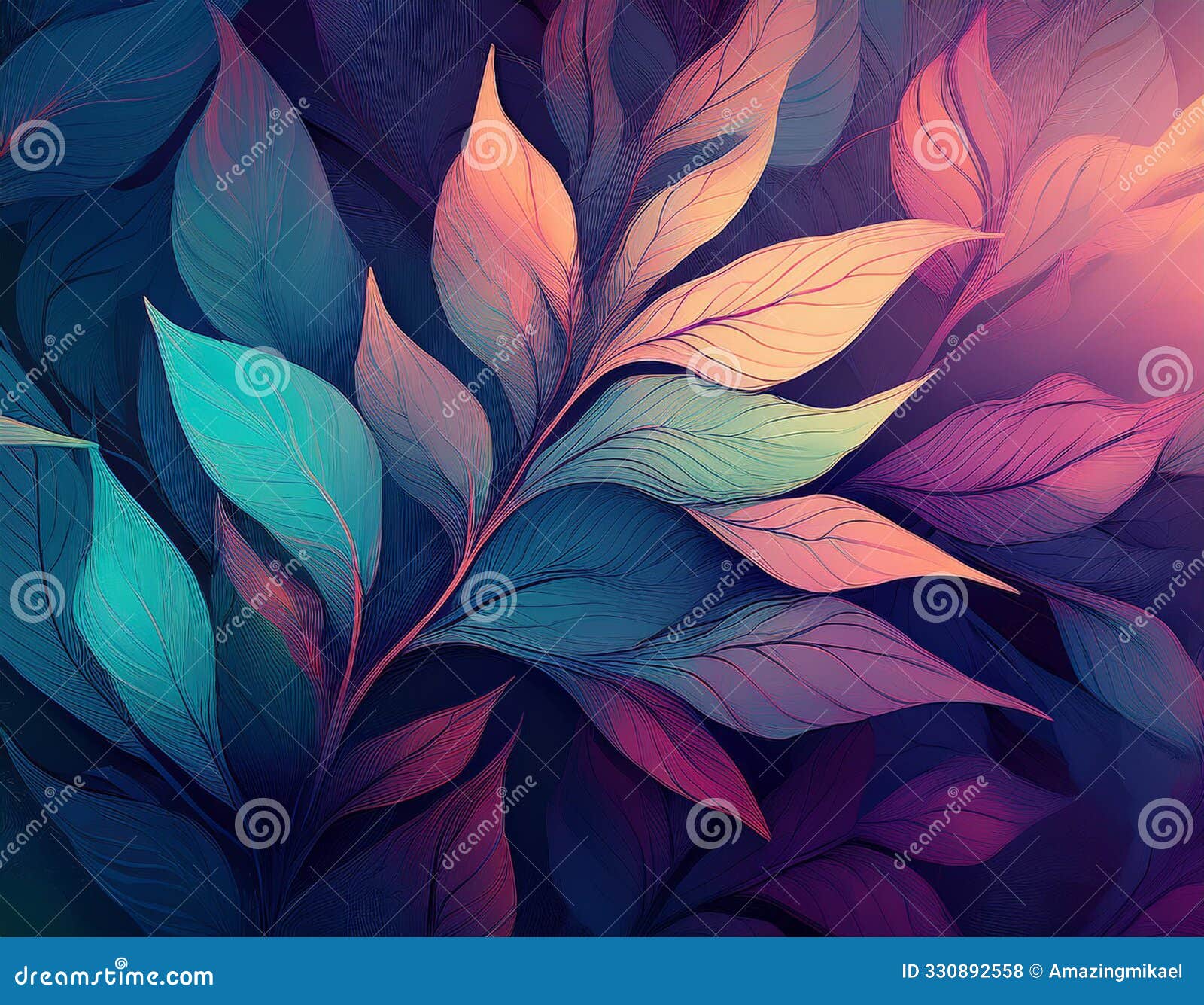 Abstract Background with Leaf Textures Layered Transparency Creating ...