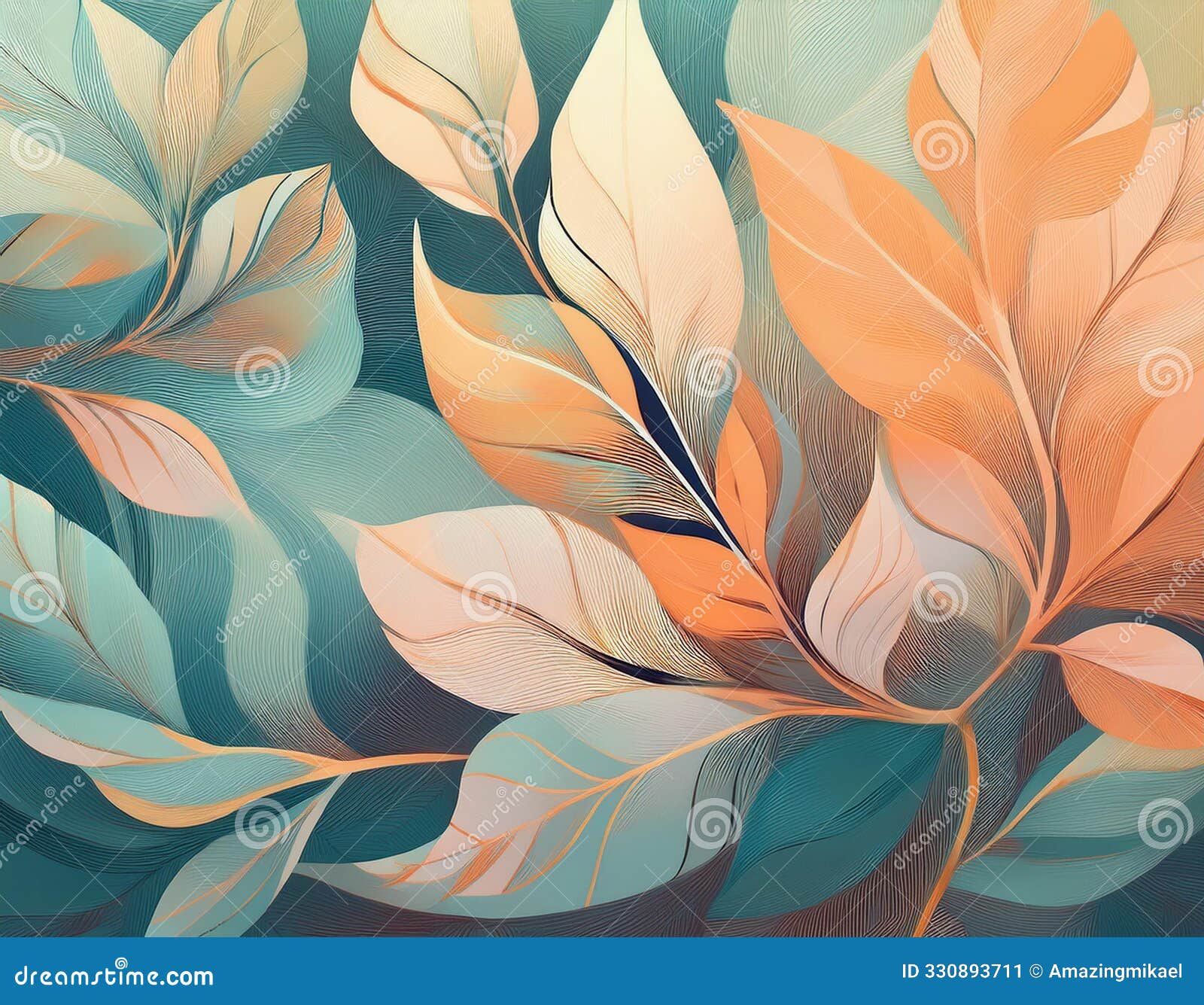 Abstract Background with Leaf Textures Layered Transparency Creating ...