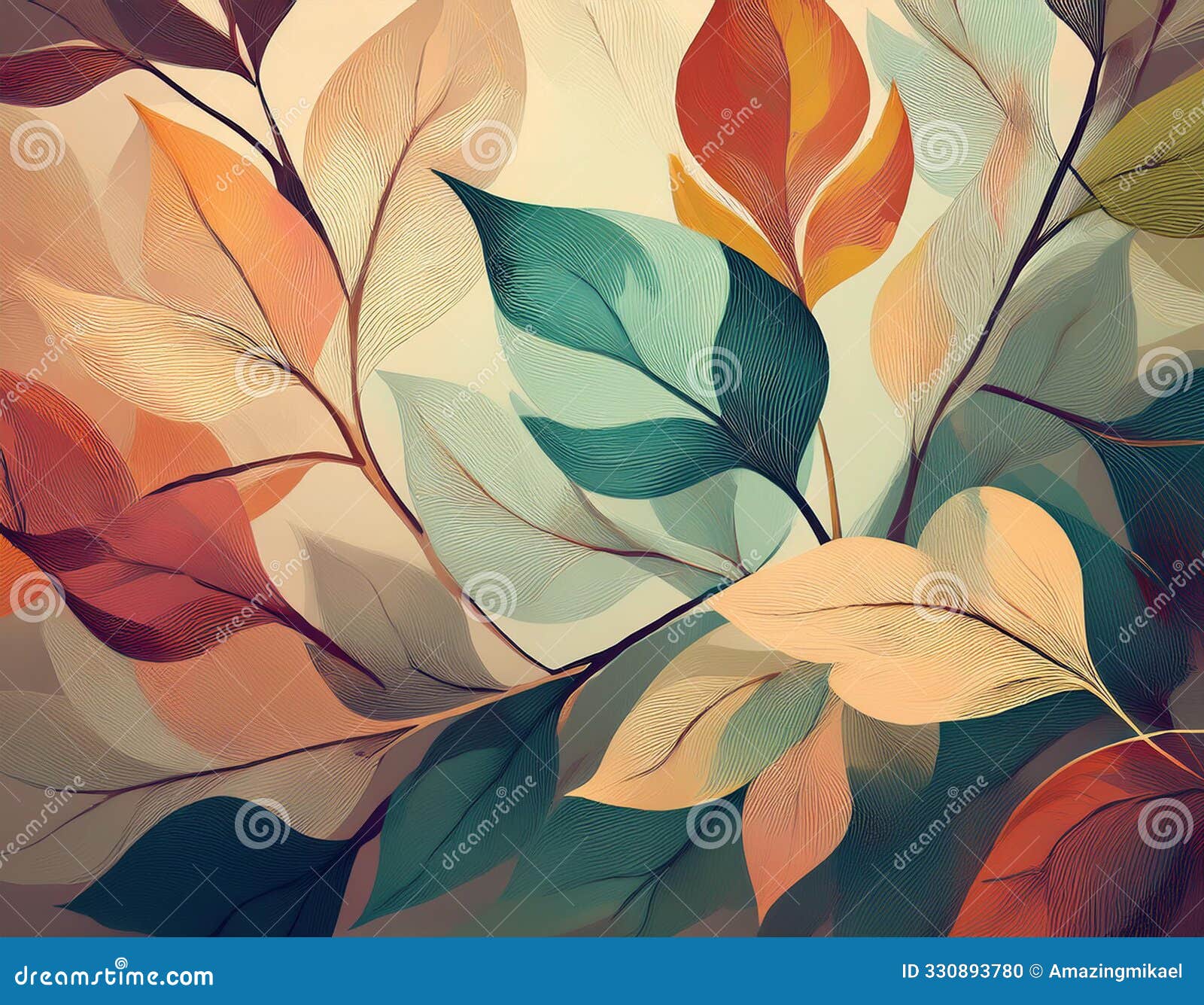 Abstract Background with Leaf Textures Layered Transparency Creating ...