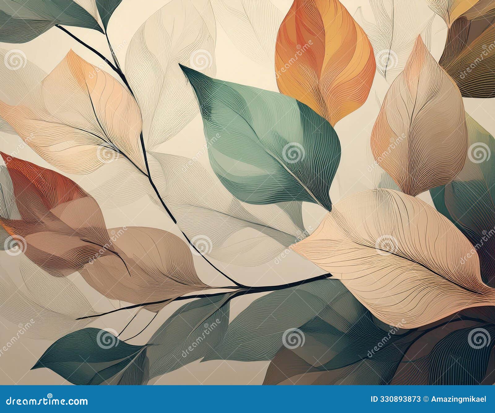 Abstract Background with Leaf Textures Layered Transparency Creating ...