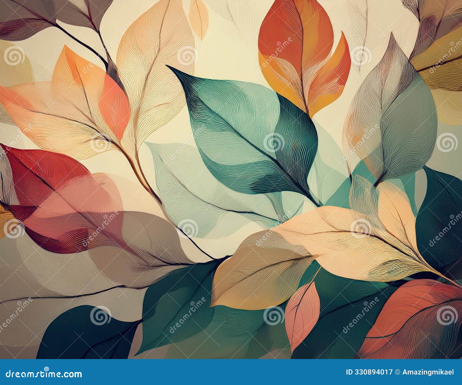 Abstract Background with Leaf Textures Layered Transparency Creating ...