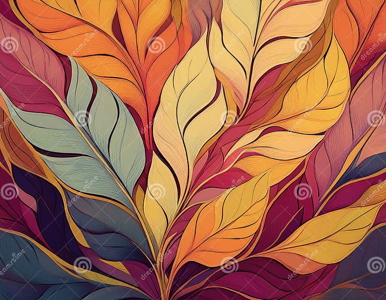 Abstract Background with Leaf Textures Layered Transparency Creating ...