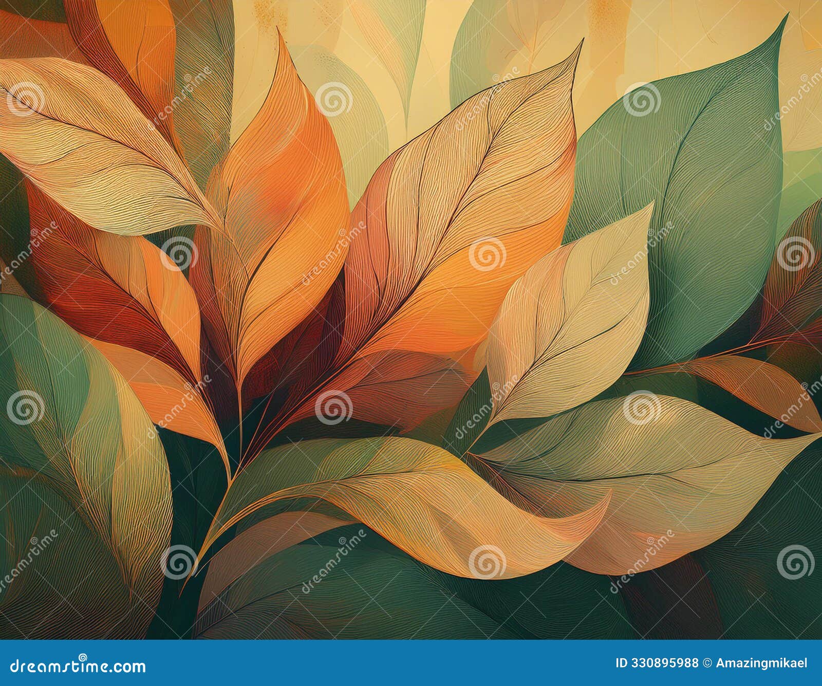 Abstract Background with Leaf Textures Layered Transparency Creating ...