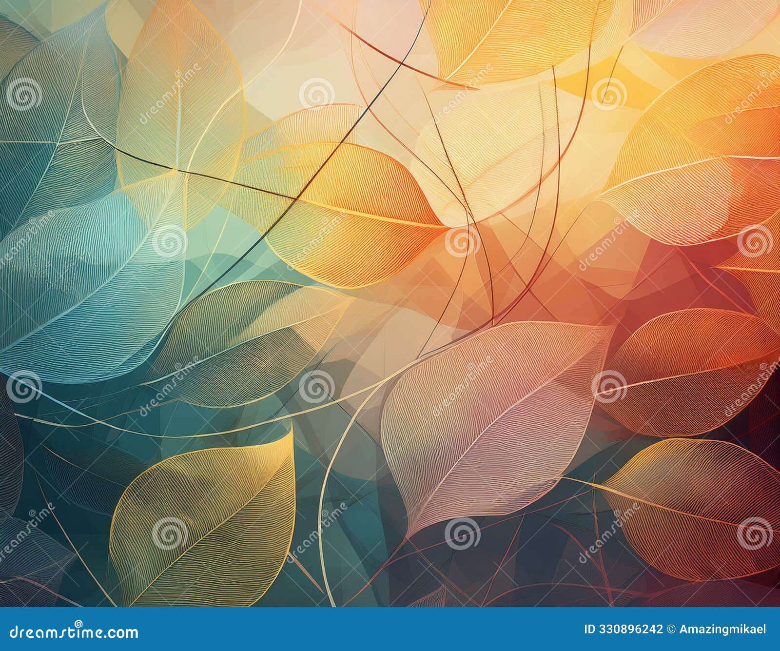 Abstract Background with Leaf Textures Layered Transparency Creating ...