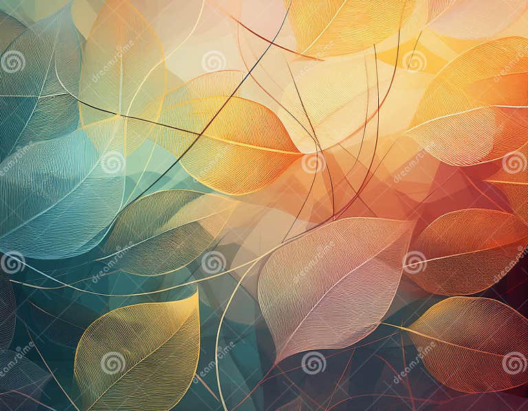 Abstract Background with Leaf Textures Layered Transparency Creating ...