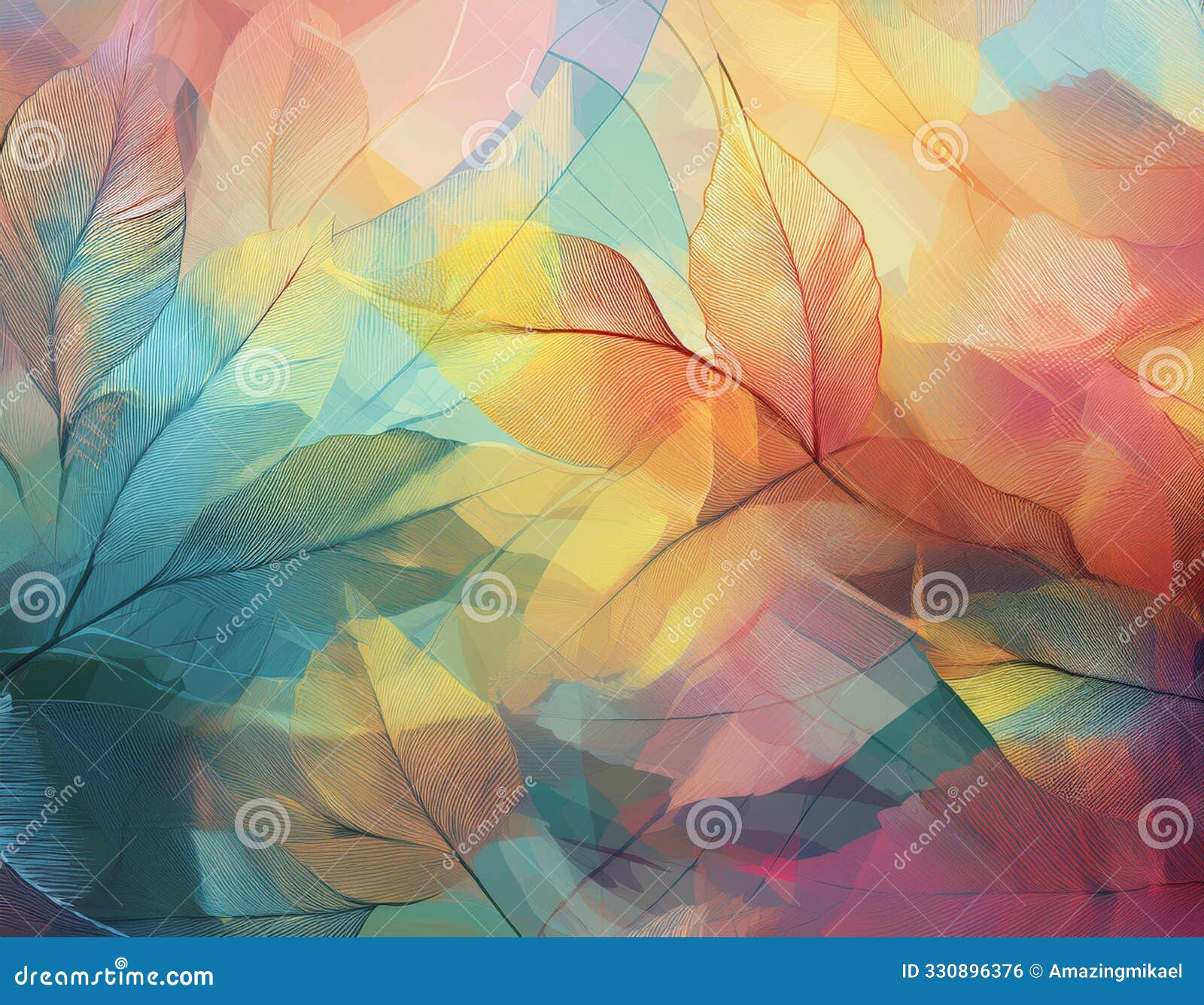 Abstract Background with Leaf Textures Layered Transparency Creating ...
