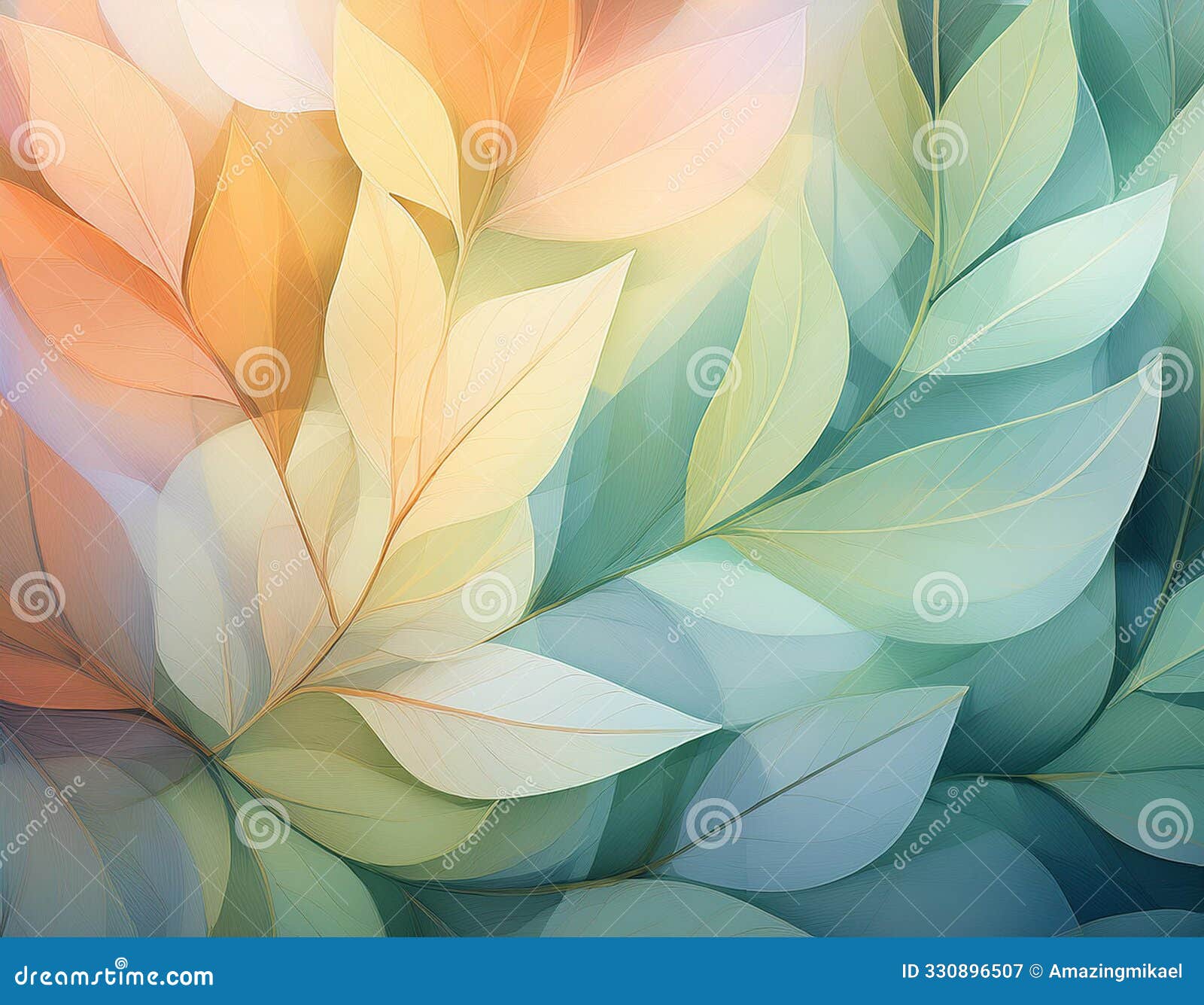 Abstract Background with Leaf Textures Layered Transparency Creating ...
