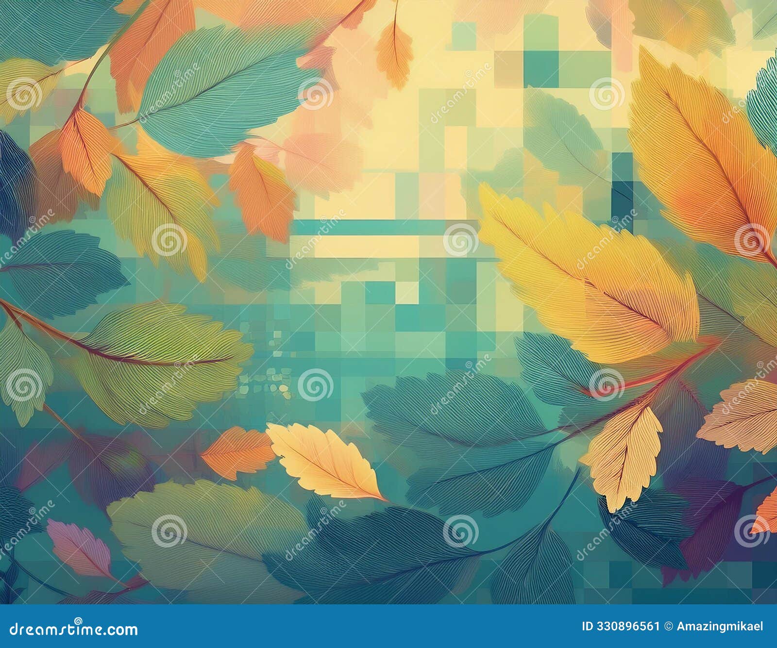 Abstract Background with Leaf Textures Layered Transparency Creating ...