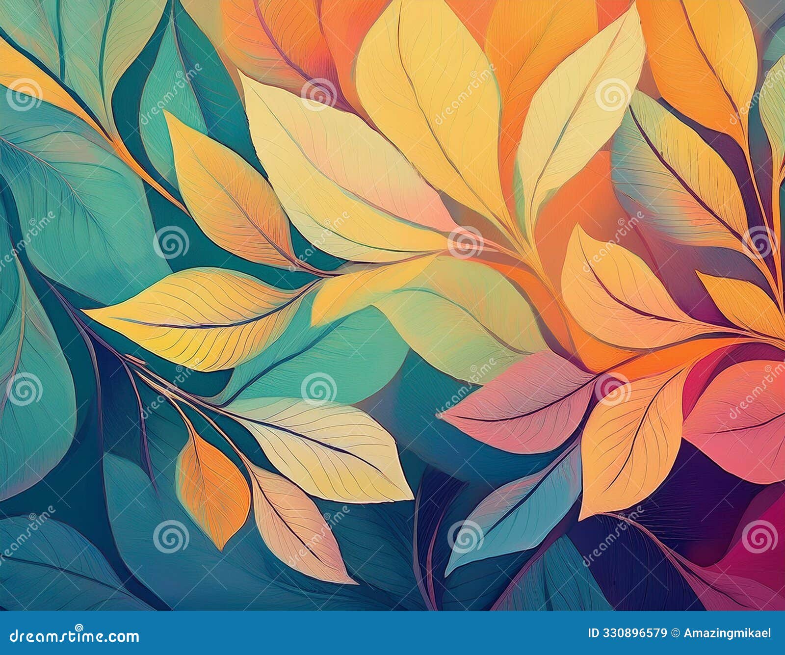 Abstract Background with Leaf Textures Layered Transparency Creating ...