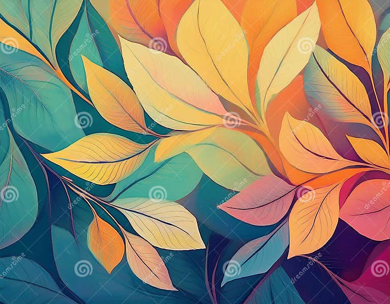 Abstract Background with Leaf Textures Layered Transparency Creating ...