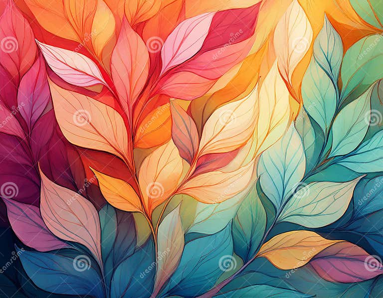 Abstract Background with Leaf Textures Layered Transparency Creating ...