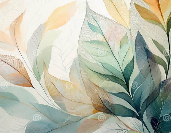 Abstract Background with Leaf Textures Layered Transparency Creating ...