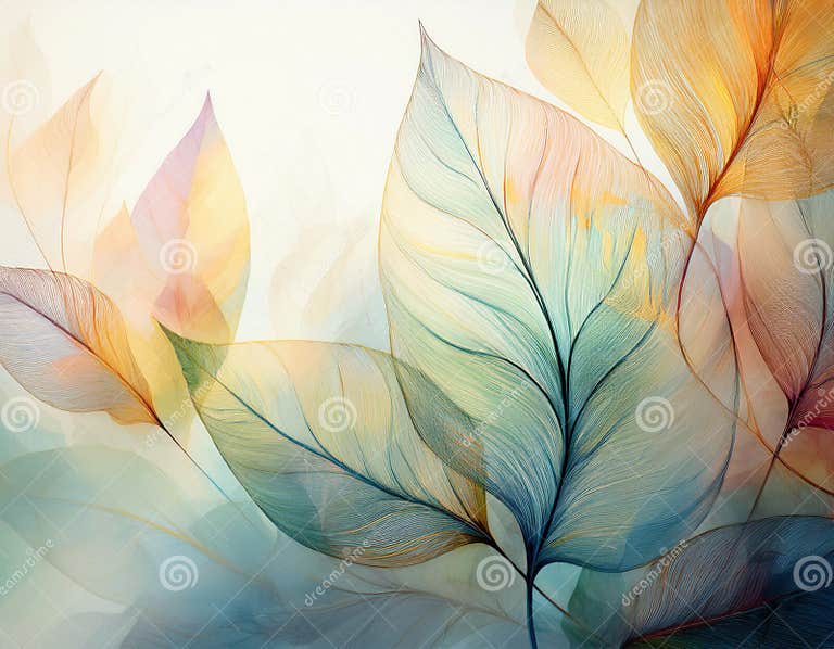 Abstract Background with Leaf Textures Layered Transparency Creating ...
