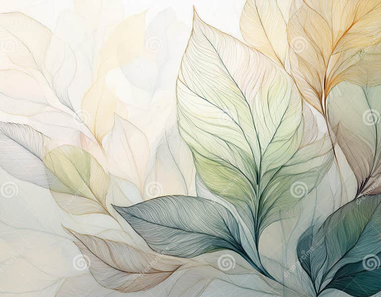 Abstract Background with Leaf Textures Layered Transparency Creating ...