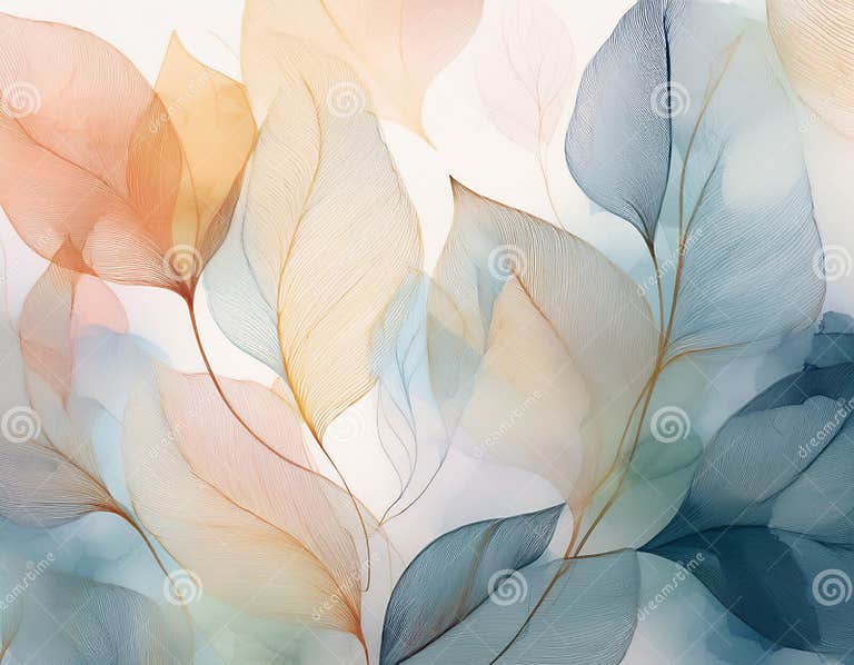 Abstract Background with Leaf Textures Layered Transparency Creating ...