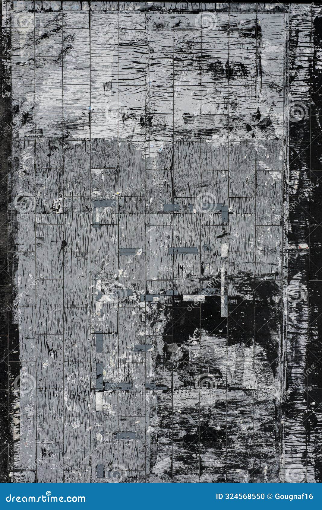 Abstract Background of Leftover White Poster Glue on a Black Wall ...