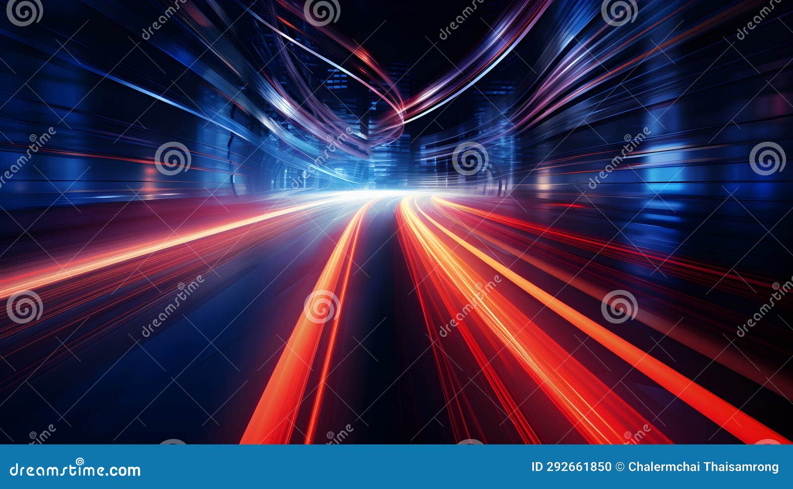 Abstract Background of Light Lines Distorted Curves and Neon Lights ...