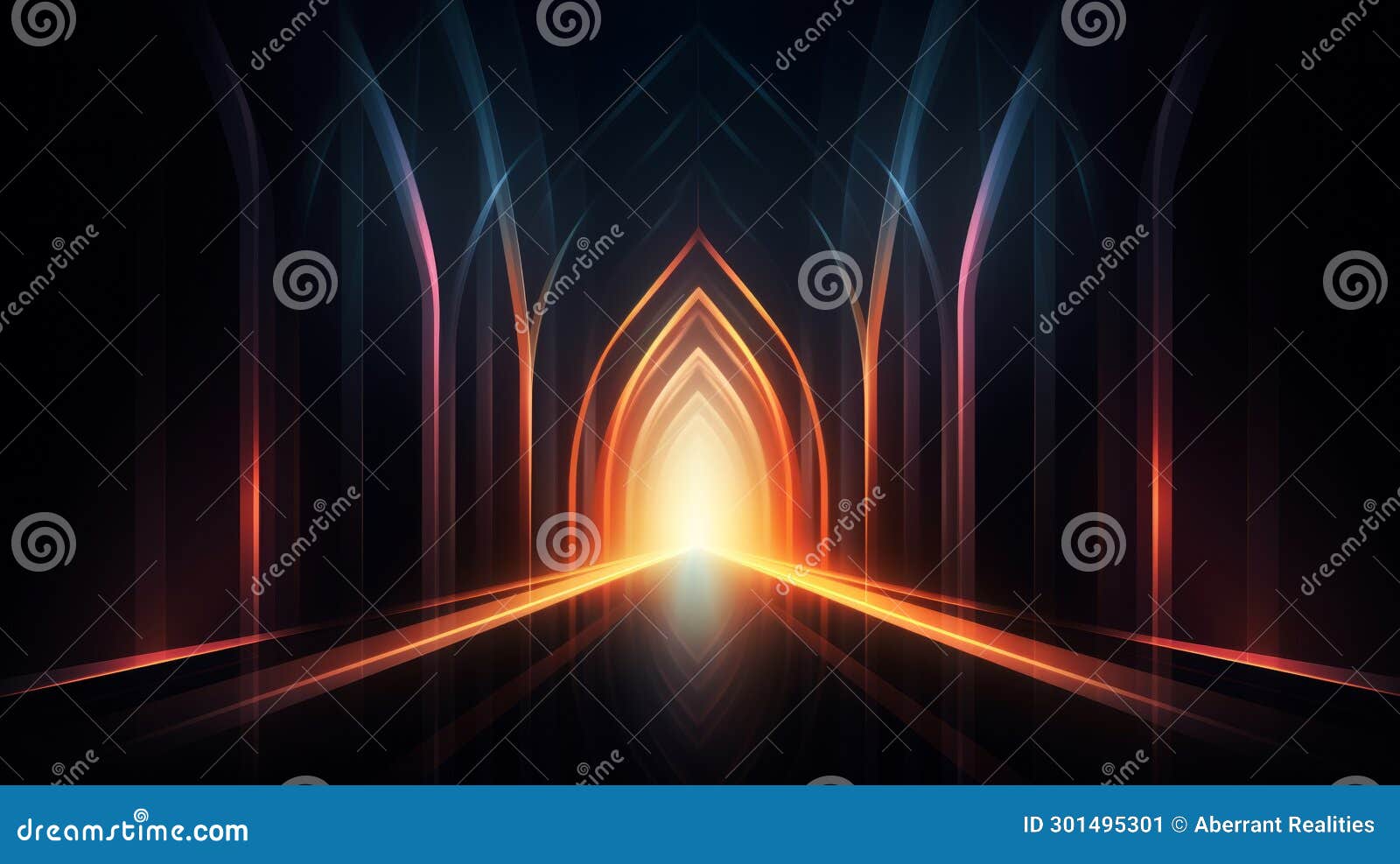 Abstract Background with Light Rays Coming Out of a Dark Tunnel Stock ...