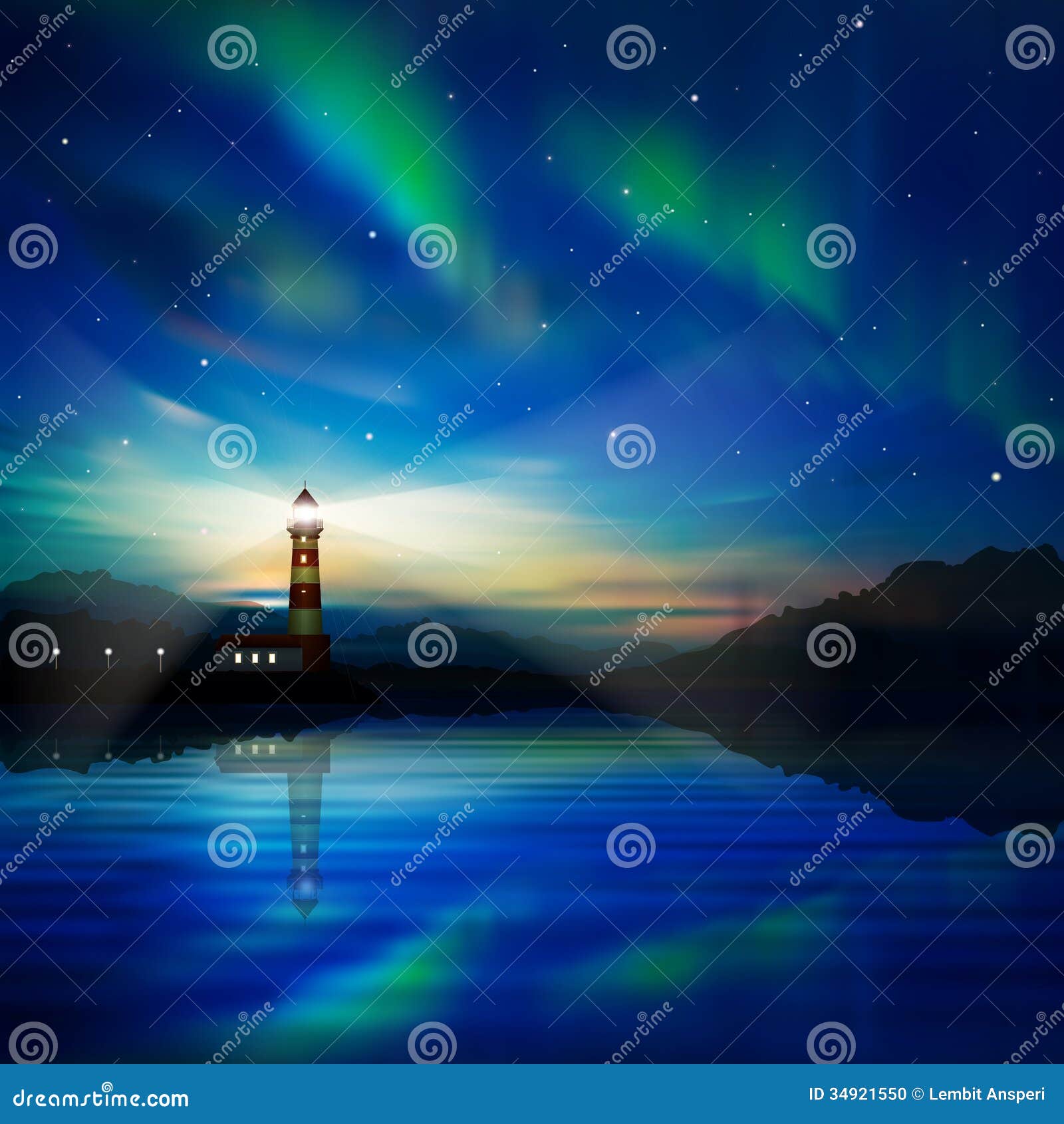 Abstract Background with Lighthouse Stock Vector - Illustration of blue ...