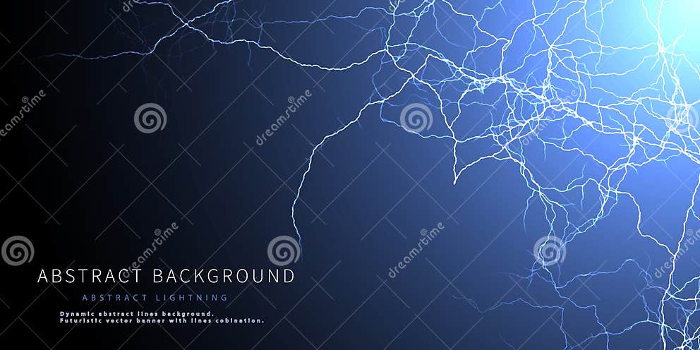 Abstract Background with Lightning Lines on Black. Banner for Science ...