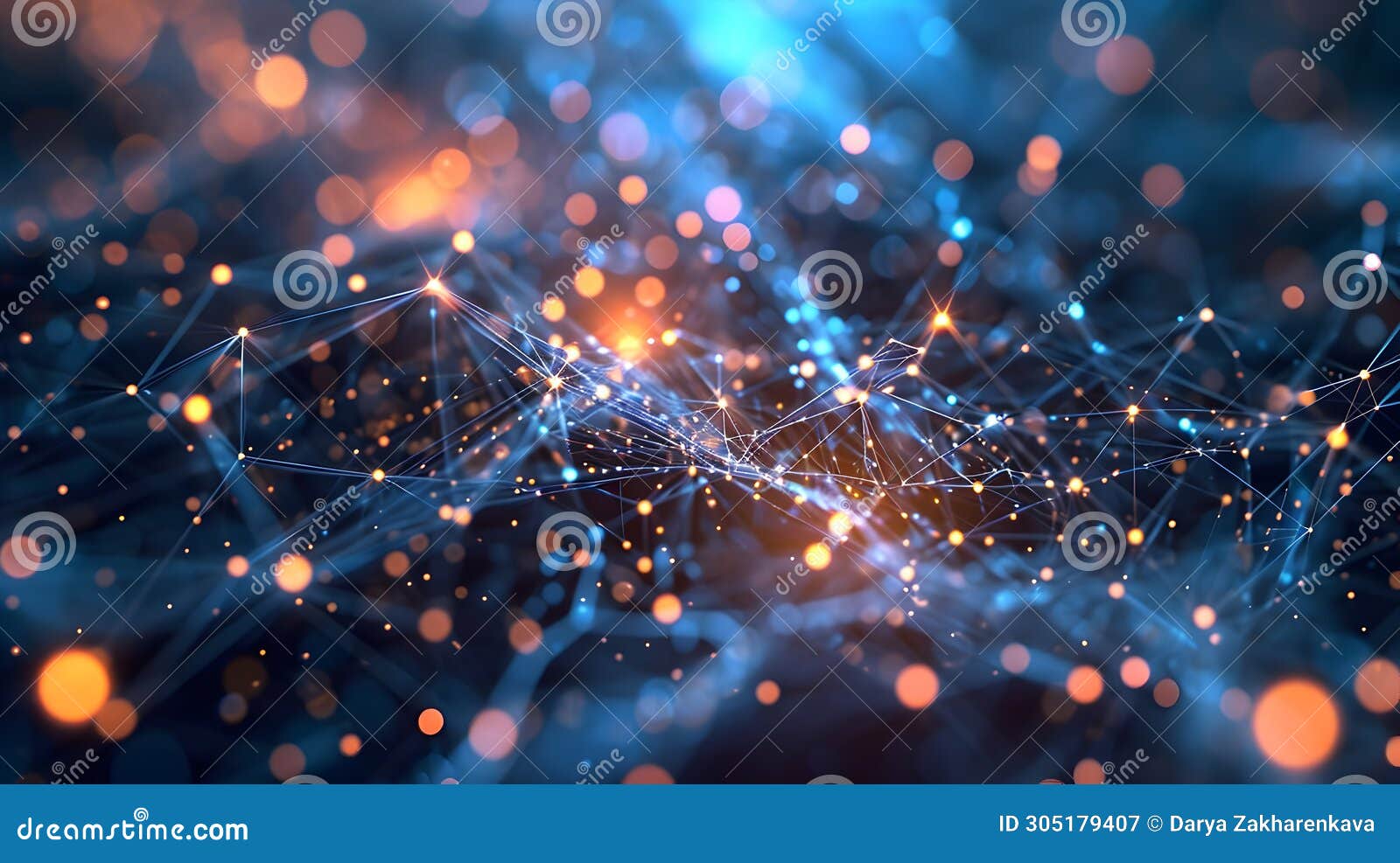 Abstract Background with Lights 3d Rendered Neuron Network with ...