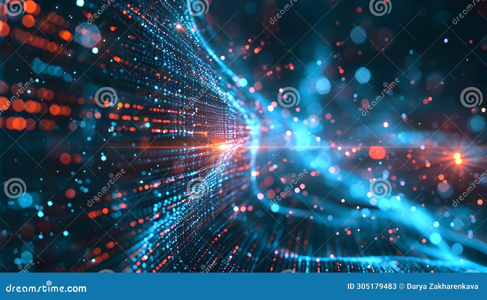 Abstract Background with Lights 3d Rendered Neuron Network with ...