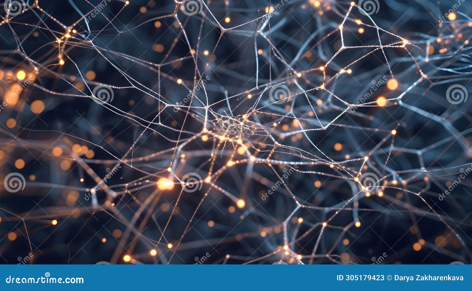 Abstract Background with Lights 3d Rendered Neuron Network with ...