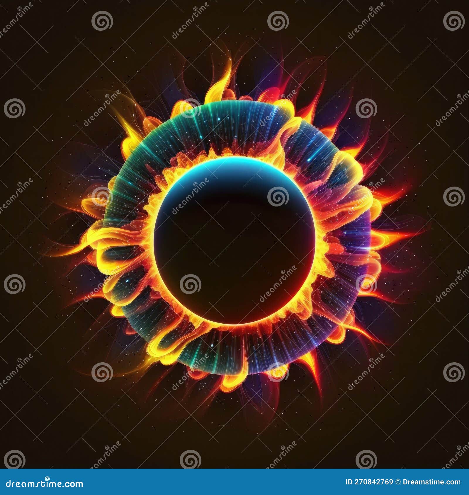 An Abstract Background Like a Total Solar Eclipse with a Multicolored ...
