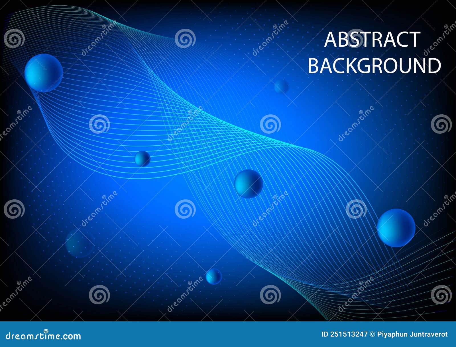 Abstract Background Line Curve Parallel with Blue Ball Vector ...