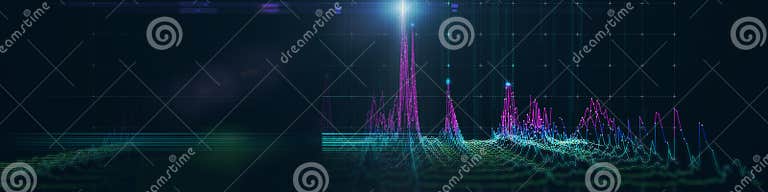 Abstract Background with Lines Noisy Algorithm Grid Connecting Dots on Dark. Visual Presentation ...