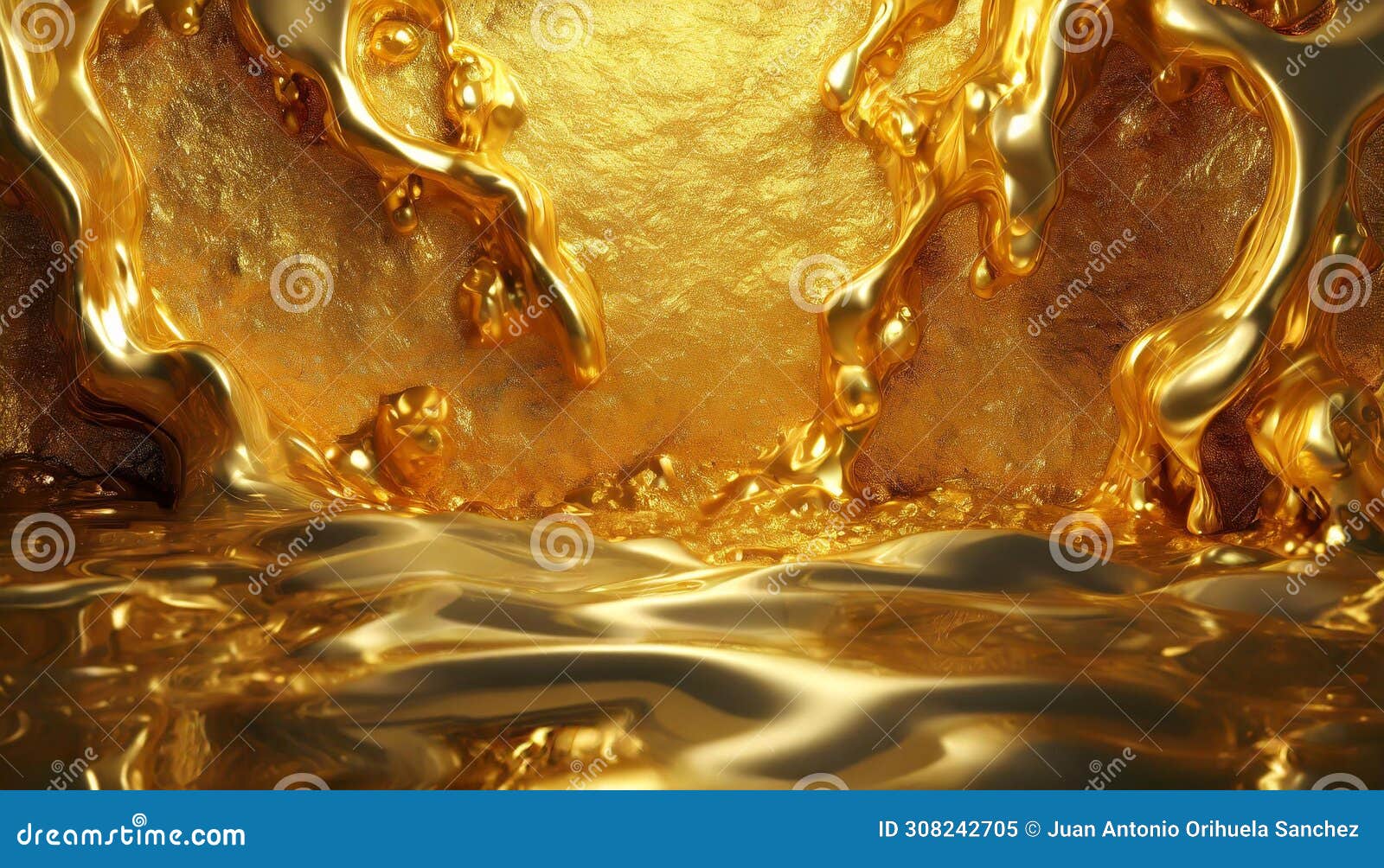Abstract Background with Liquid Gold Effect Stock Illustration ...