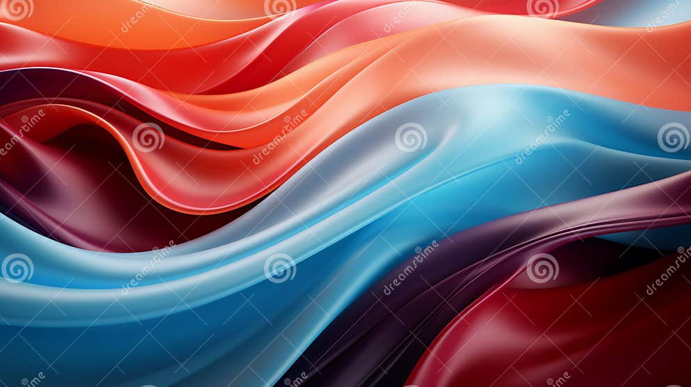 Abstract Background, Liquid Wave, Red and Blue, Gradient, Generative Ai ...