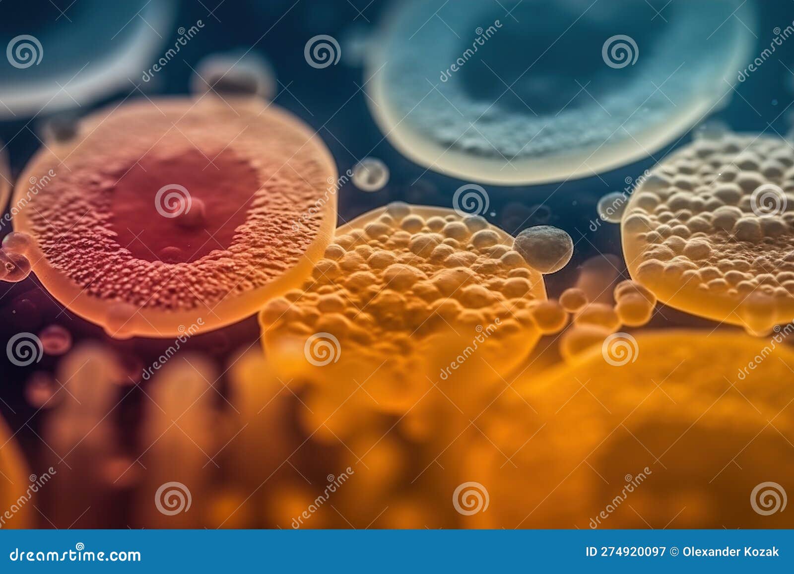 An Abstract Background with a Macro Shot of Various Microbes Including ...