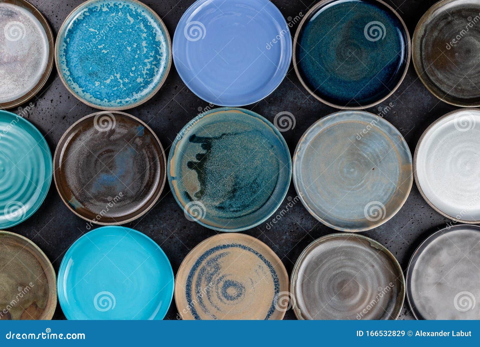 Abstract Background Made of Decorative Empty Round Ceramic Dishes ...