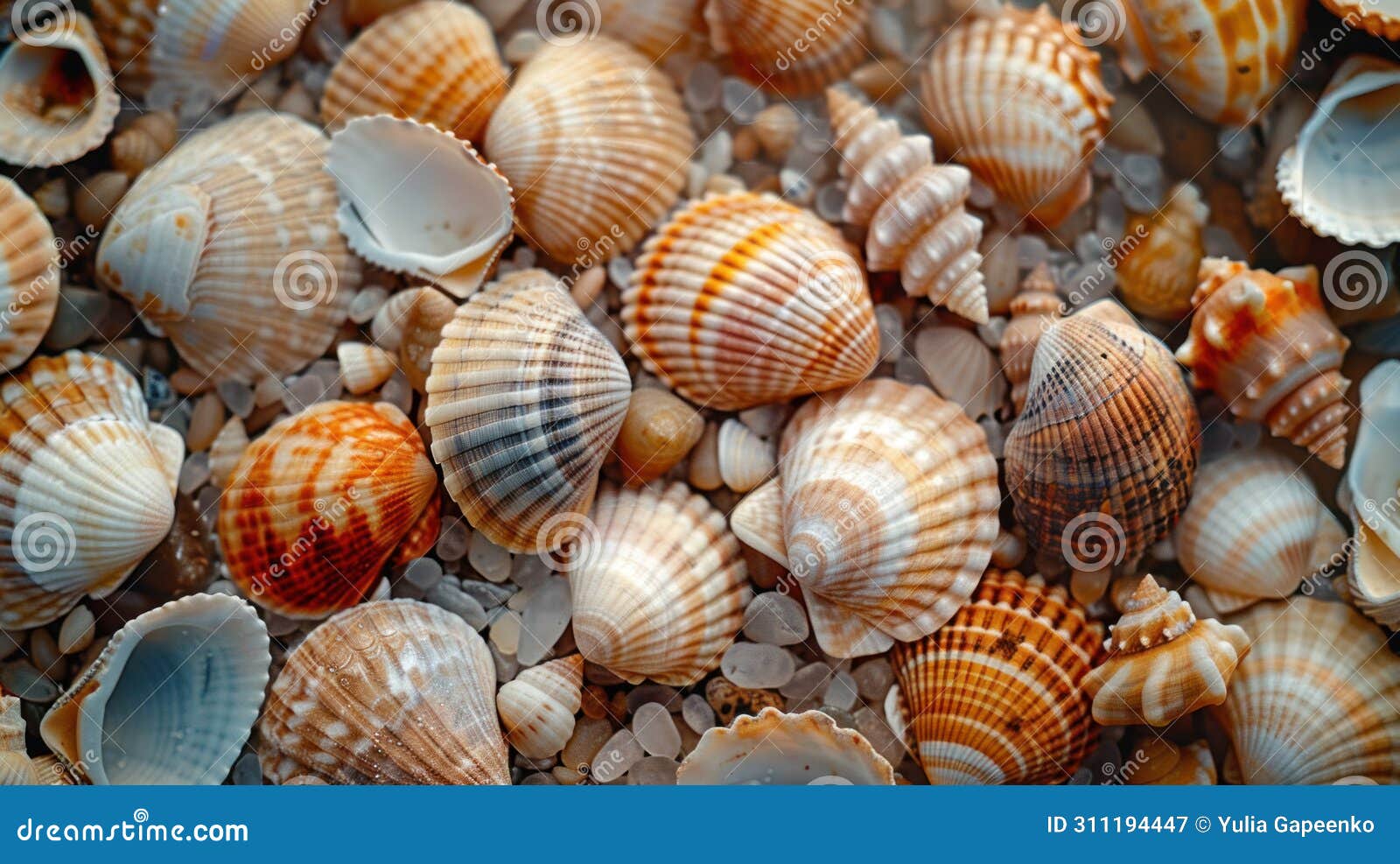 Abstract Background Made of Shells of Different Shapes and Sizes, Top ...