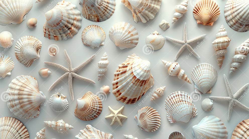 Abstract Background Made of Shells of Different Shapes and Sizes, Top ...