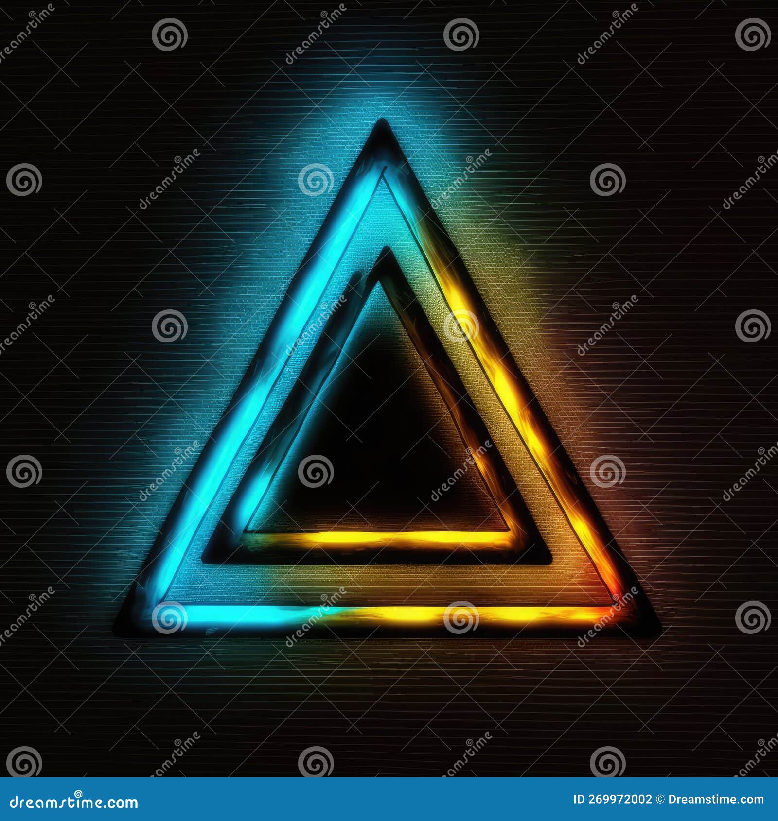 Abstract Background with Magic Neon Lighting Triangle on Dark ...