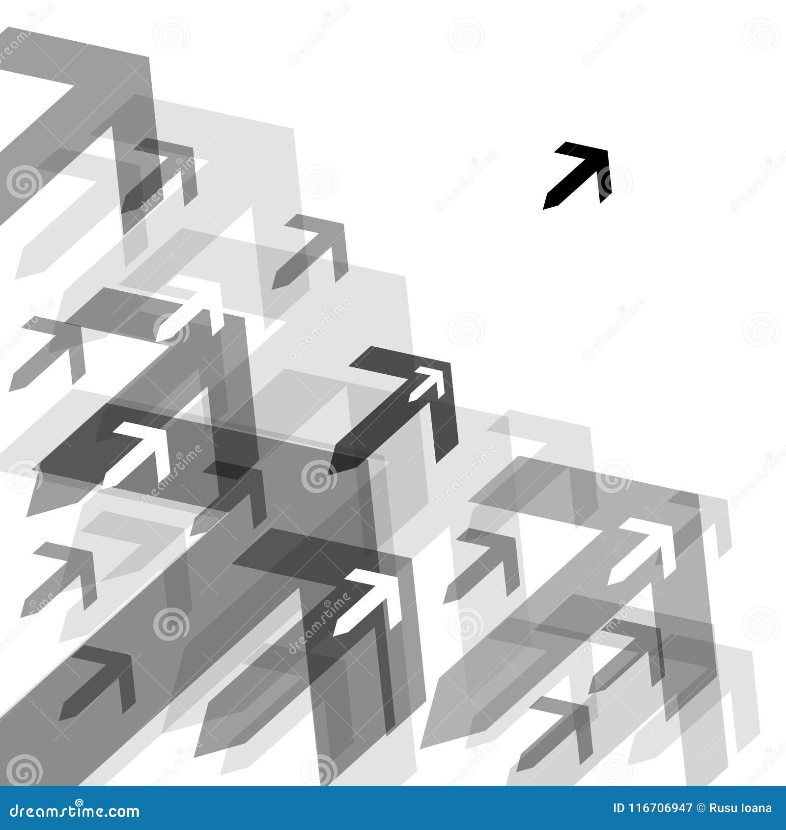 Many 3d Arrows Flow In Same Direction Royalty-Free Illustration ...