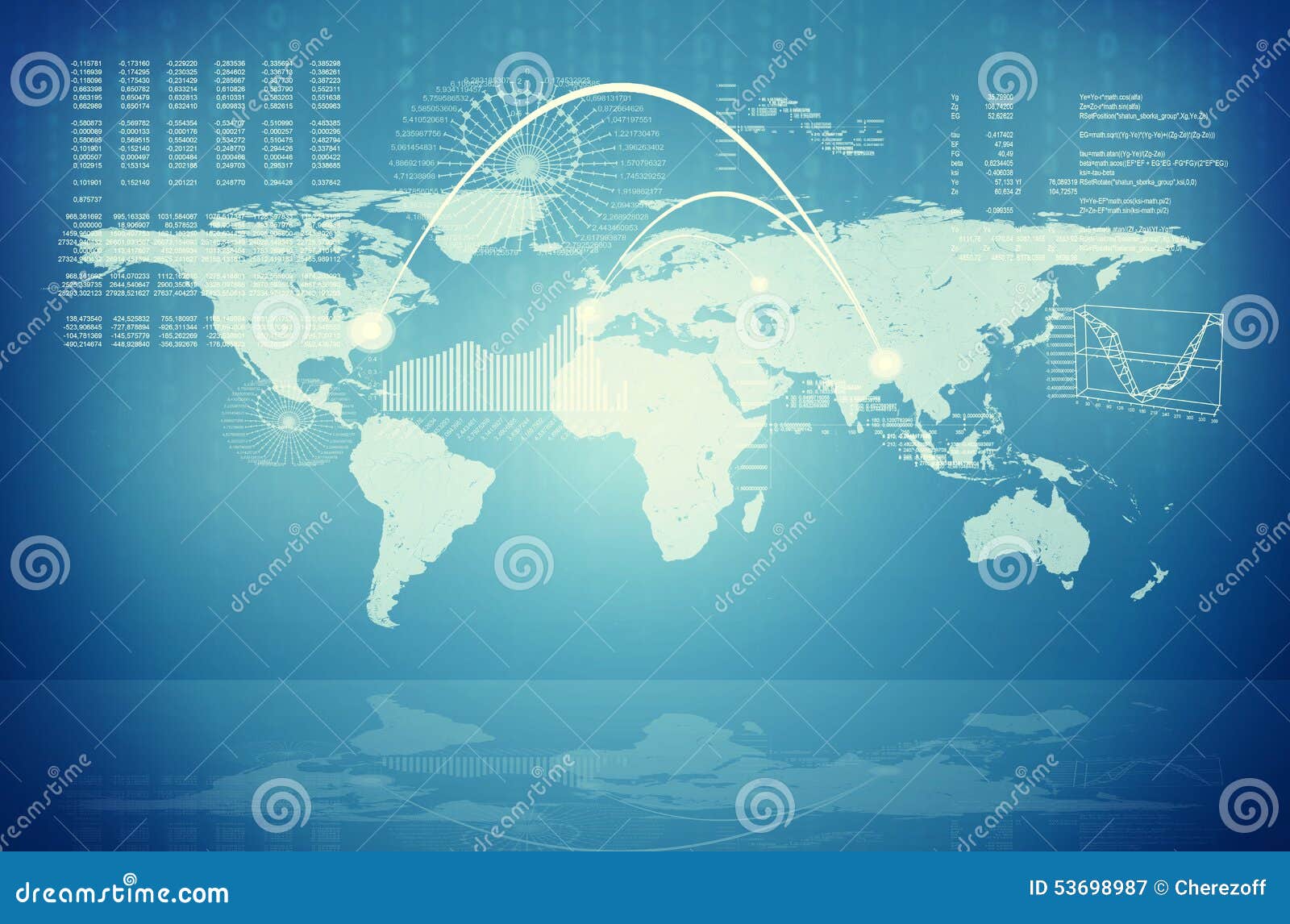 Abstract Background with Map and Graphical Charts Stock Image - Image ...