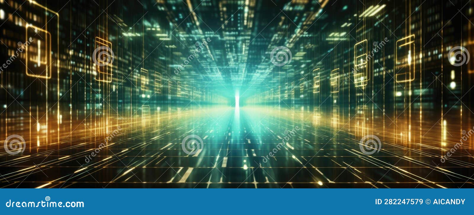 Abstract Background With A Matrix Of Binary Code And Glowing Circuitry Symbolizing Technology