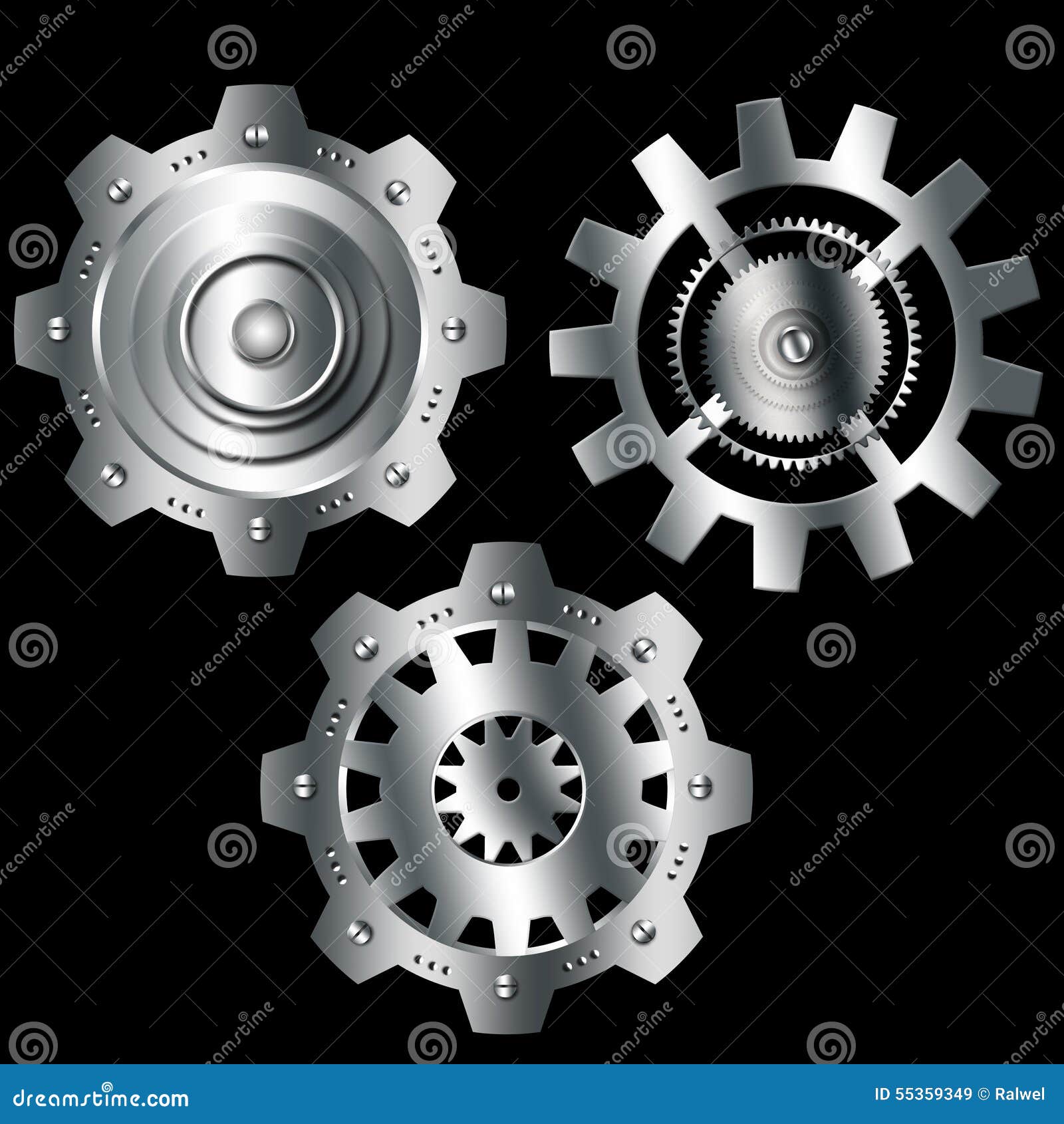Abstract Background Metallic Chrome Silver Gears Stock Illustration ...