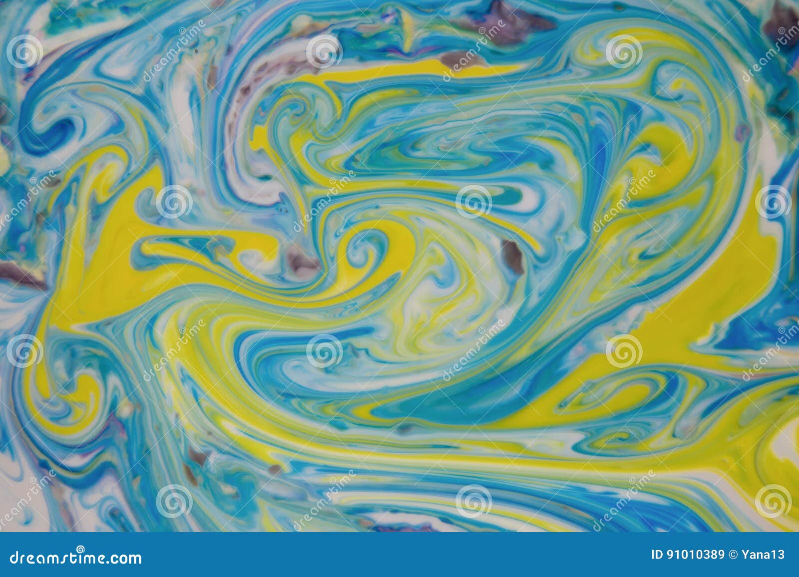 Abstract Background Mixed with Yellow and Blue Swirls of Ink Stock ...