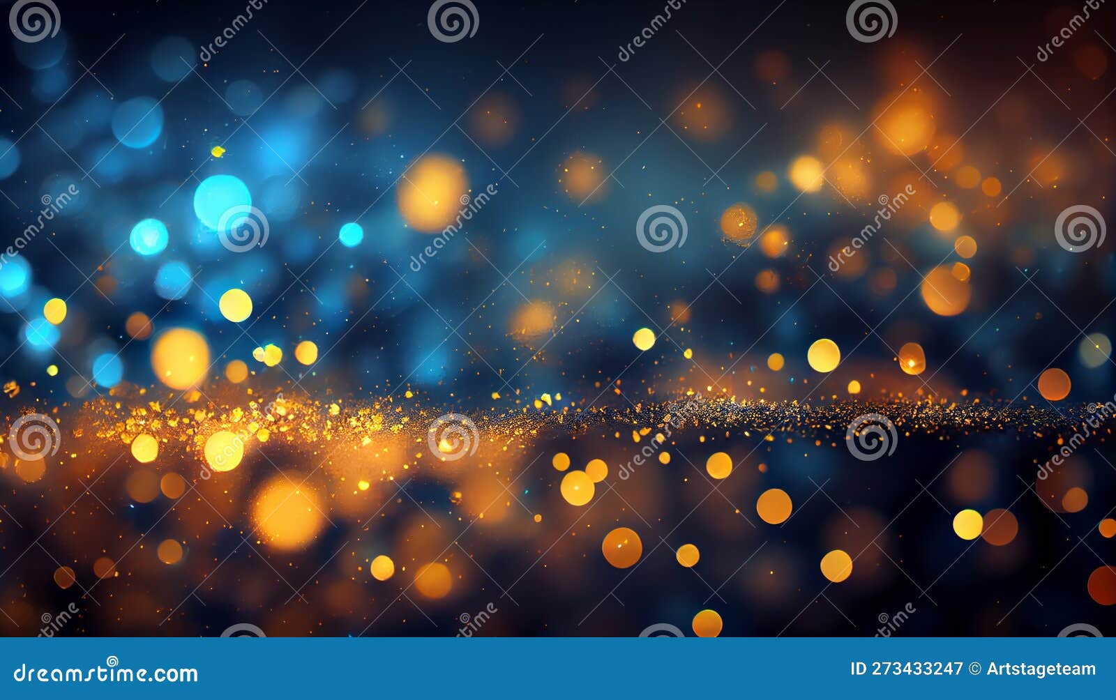 Abstract Background with Mixture of Gold and Blue Colors and Defocused ...