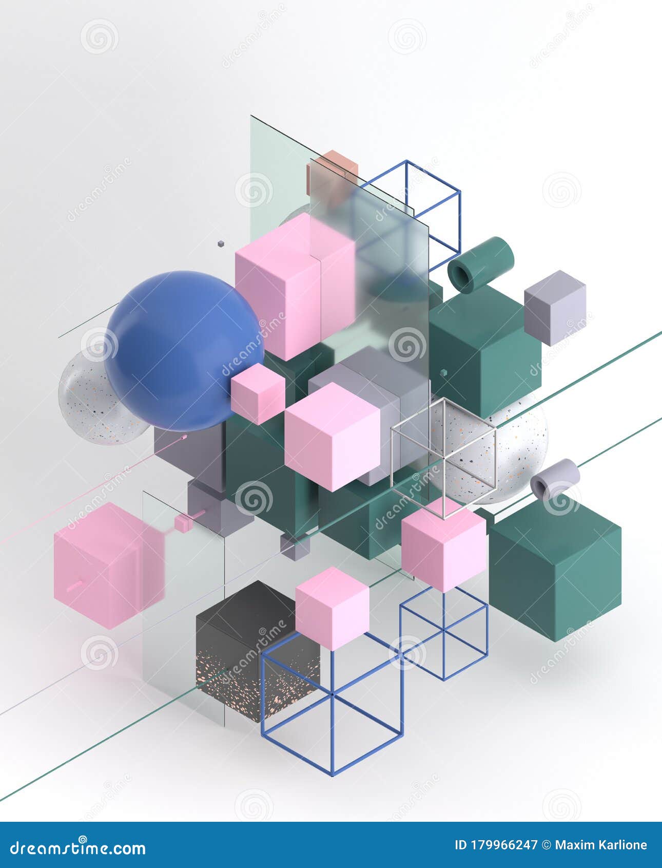 Abstract Background, Modern Composition of Geometric Shapes. Cube ...