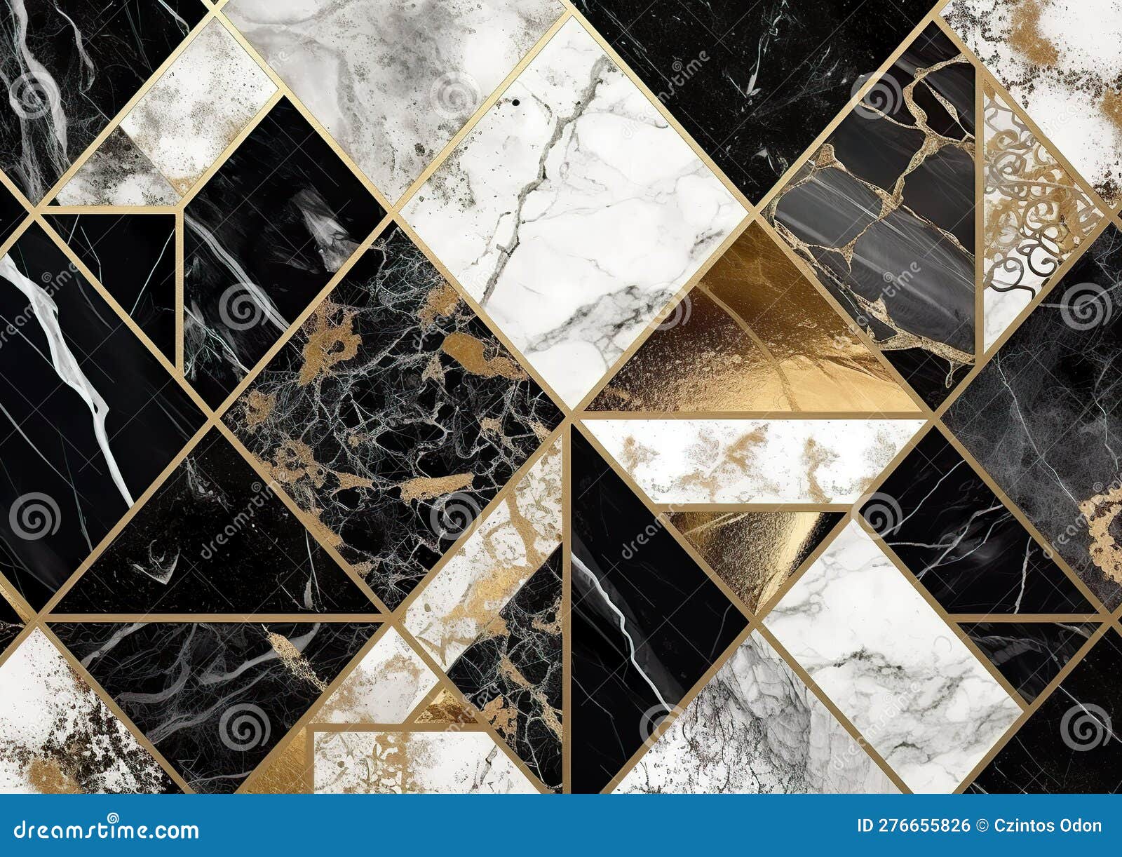 Abstract Background Modern Marble Mosaic Stone Texture Black White